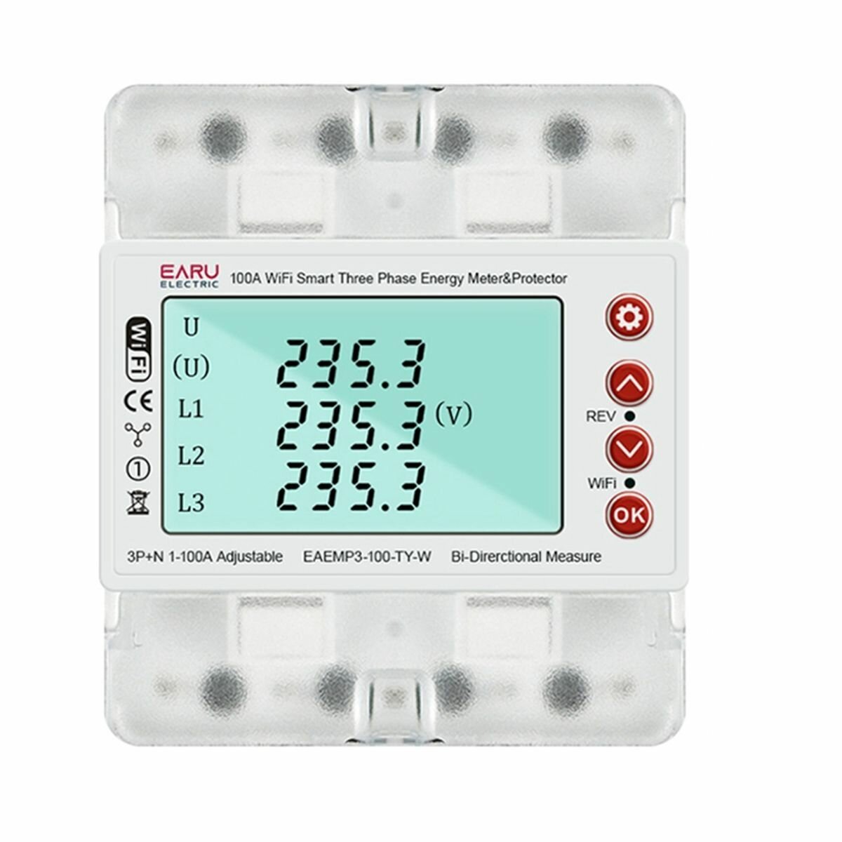 3 фазы 380 В 100 А Tuya WiFi Smart двунаправленный счетчик электроэнергии кВтч реле защиты от пониженного напряжения