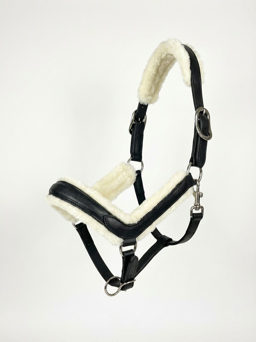 Кожаный недоуздок с мехом Royal