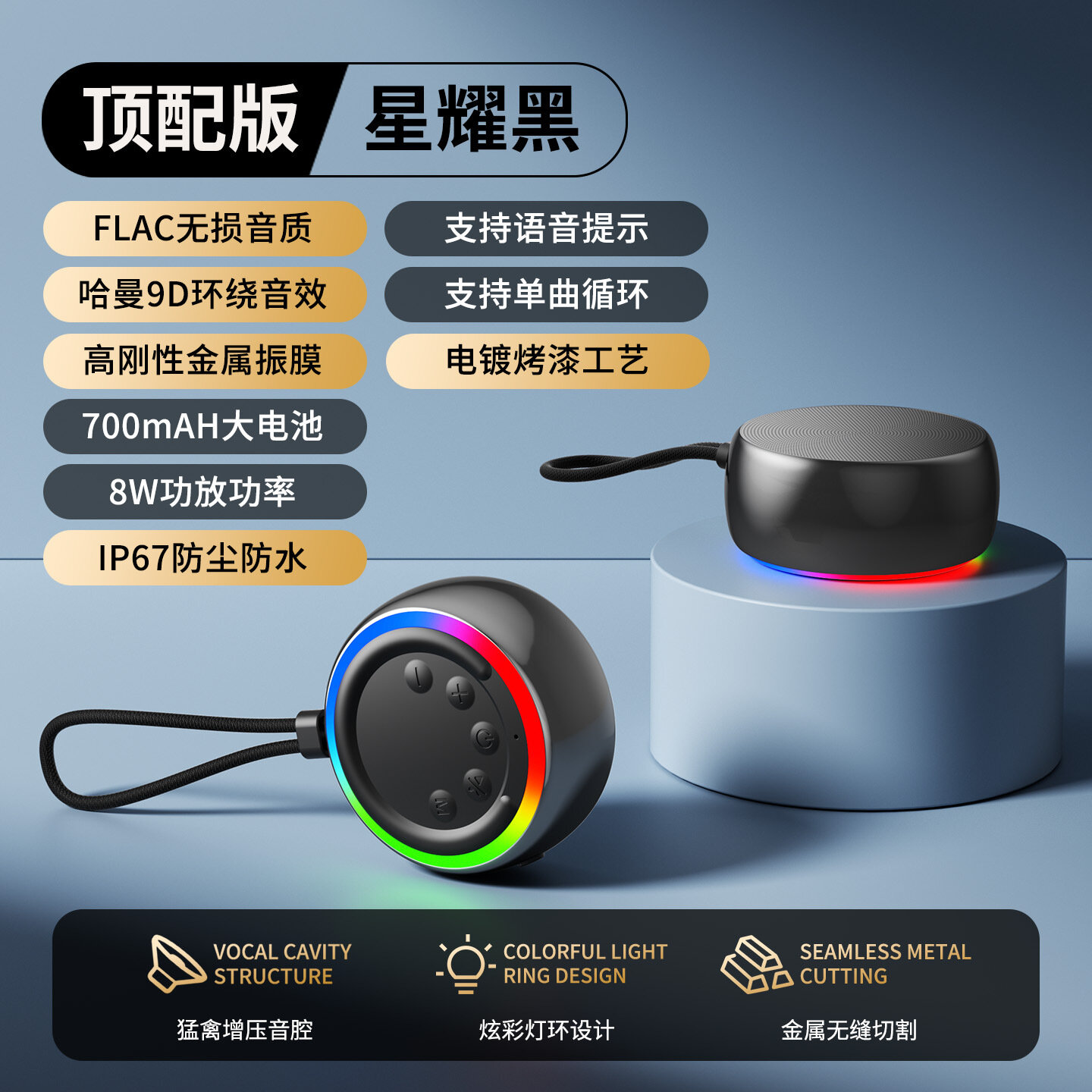 Новый металлический сабвуфер с Bluetooth, портативная беспроводная колонка для велопрогулок на открытом воздухе, с возможностью вставки карты памяти, водонепроницаемая по стандарту IP67.