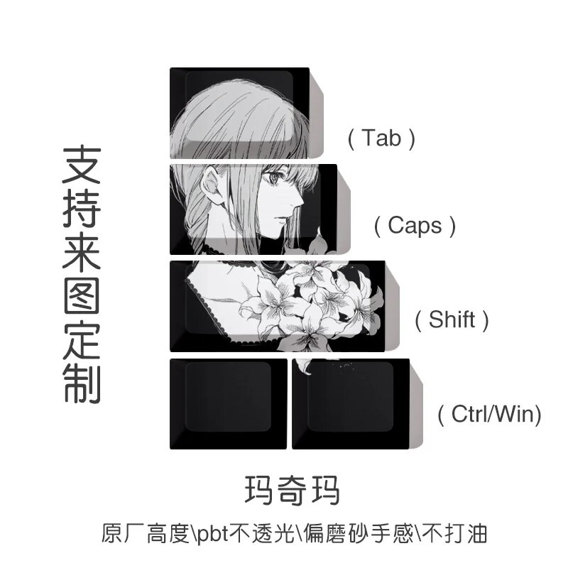 Chainsaw Man Anime Denji Reze Makima Keycap Cherry PBT Custom Mechanical Keyboard Side Engraving PC Gaming Keyboard Gift