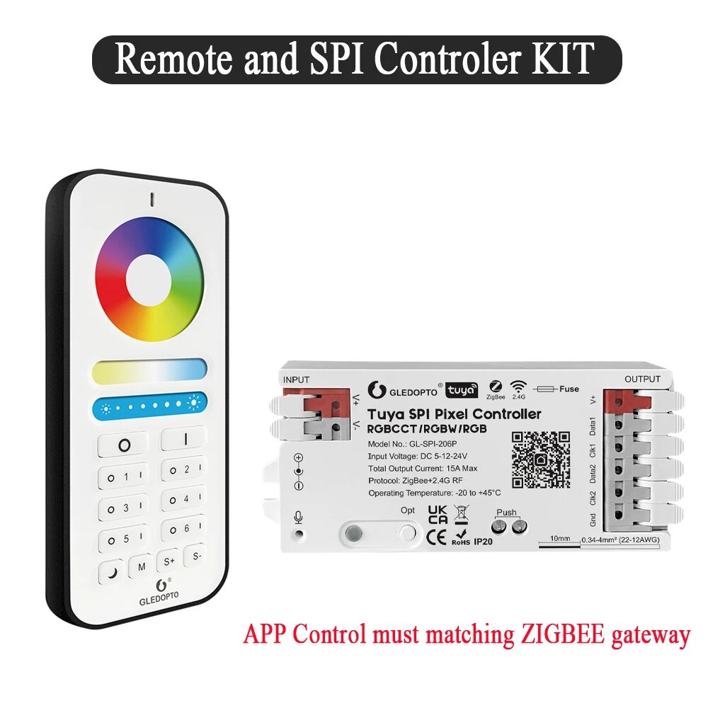 RGB контроллер ZigBee Tuya для светодиодной ленты SPI RF KIT