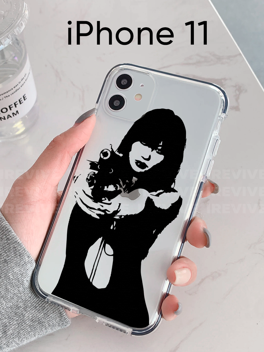 Чехол iPhone 11 прозрачный с принтом девушка y2k