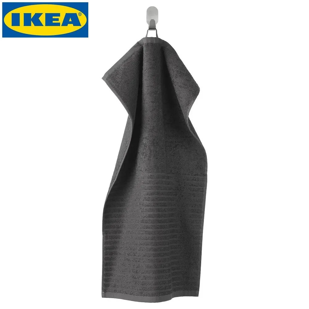 IKEA Полотенце для лица, рук, Хлопок, Вата, 40x70 см, черный, 1 шт.