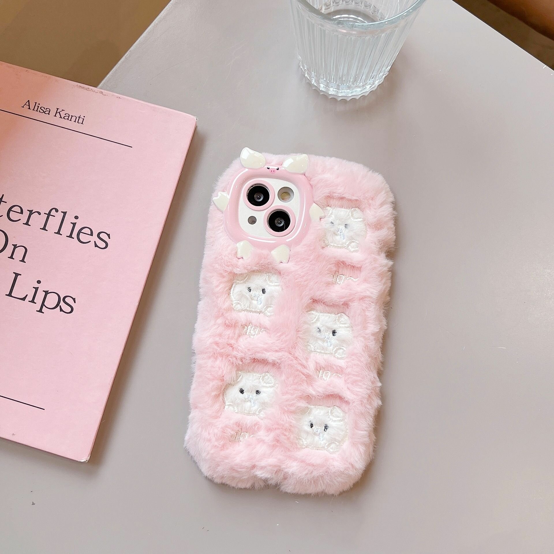 Подходит для iPhone 17 Pro Max, плюшевый чехол для телефона, милый розовый поросенок, Apple 16, мультяшное облако, ударопрочный защитный чехол