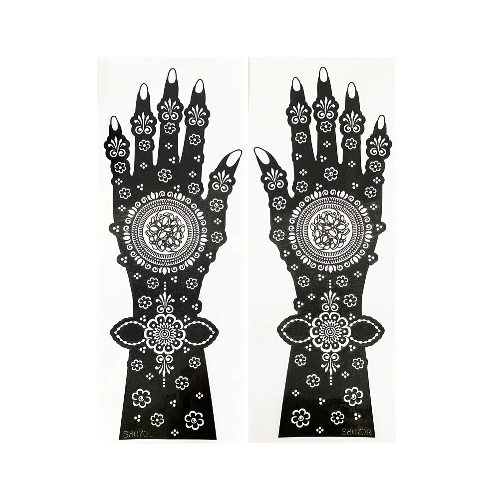 1 пара трафаретов для татуировки хной для женщин, ручная работа, сделай сам, картина для тела, цветочный дизайн, шаблон татуировки хной, временные инструменты для татуировки