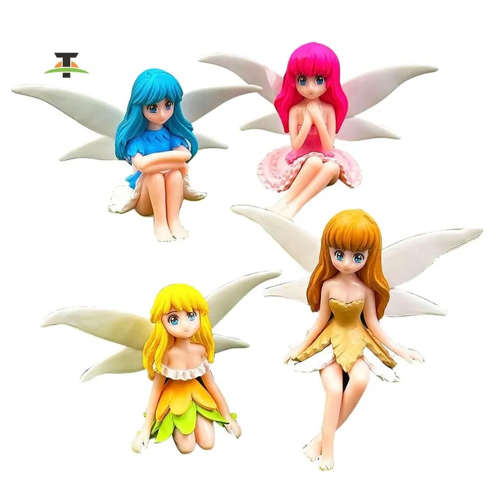 (P G F I) Миниатюрные Фигурки Фей - 4 Шт, Маленькие Цветочные Украшения В Виде Из Смолы