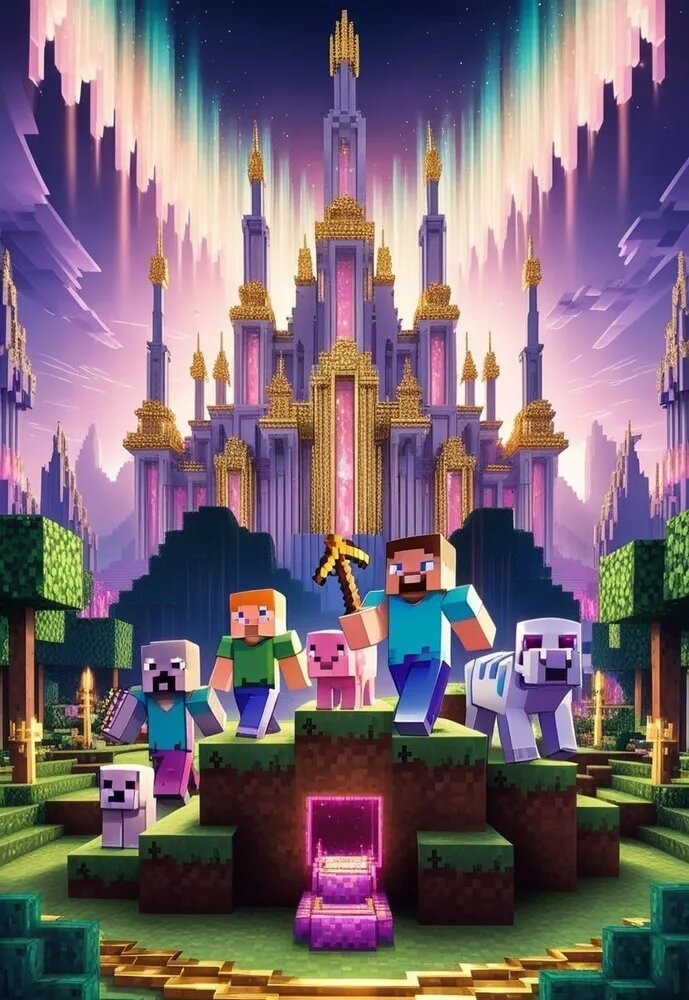 Алмазная Мозаика "Майнкрафт" 40х50 См Алмазная Вышивка / Картина Стразами Подарков / Украшения