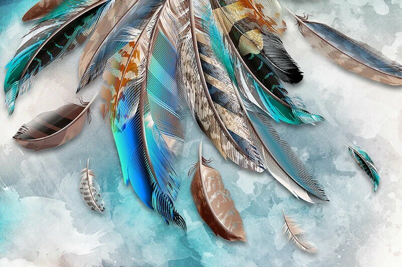 Живопись на холсте "Цветные перья" Cuadros, Z240, 70x100cm No Frame