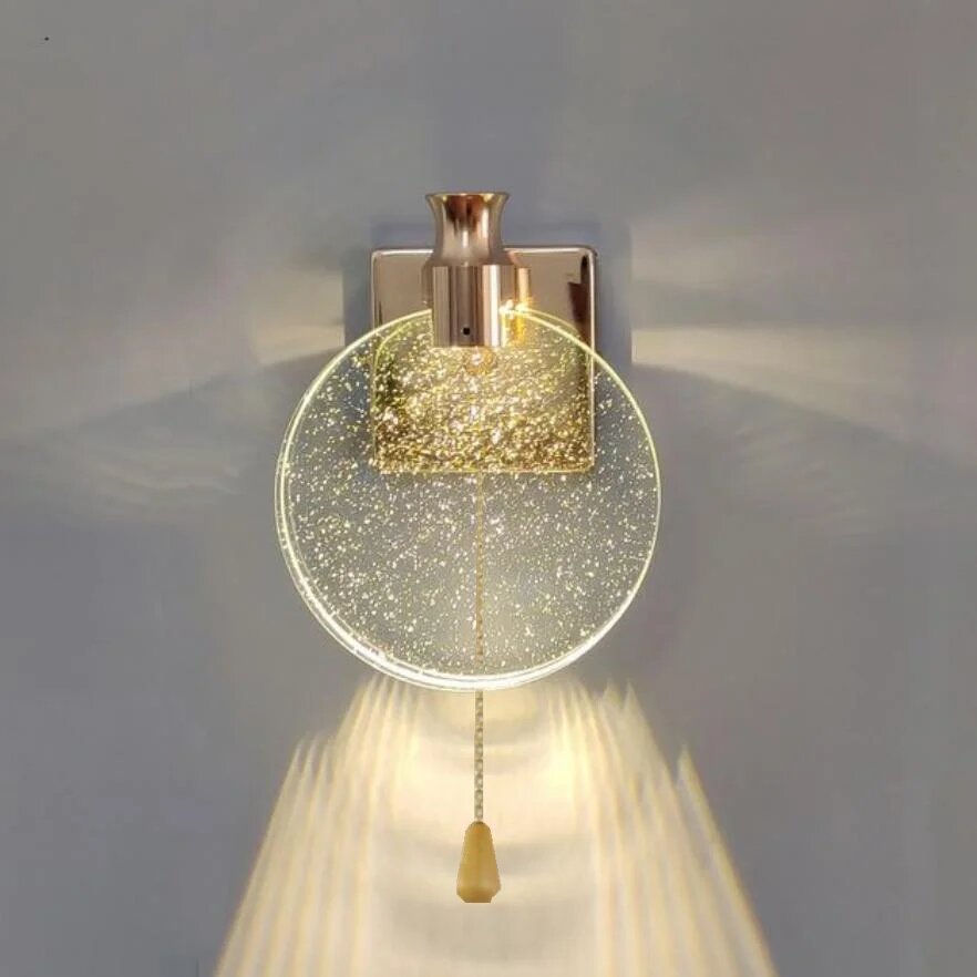 Настенная LED лампа хрустальная золотая warm light, gold with switch, small 13cm