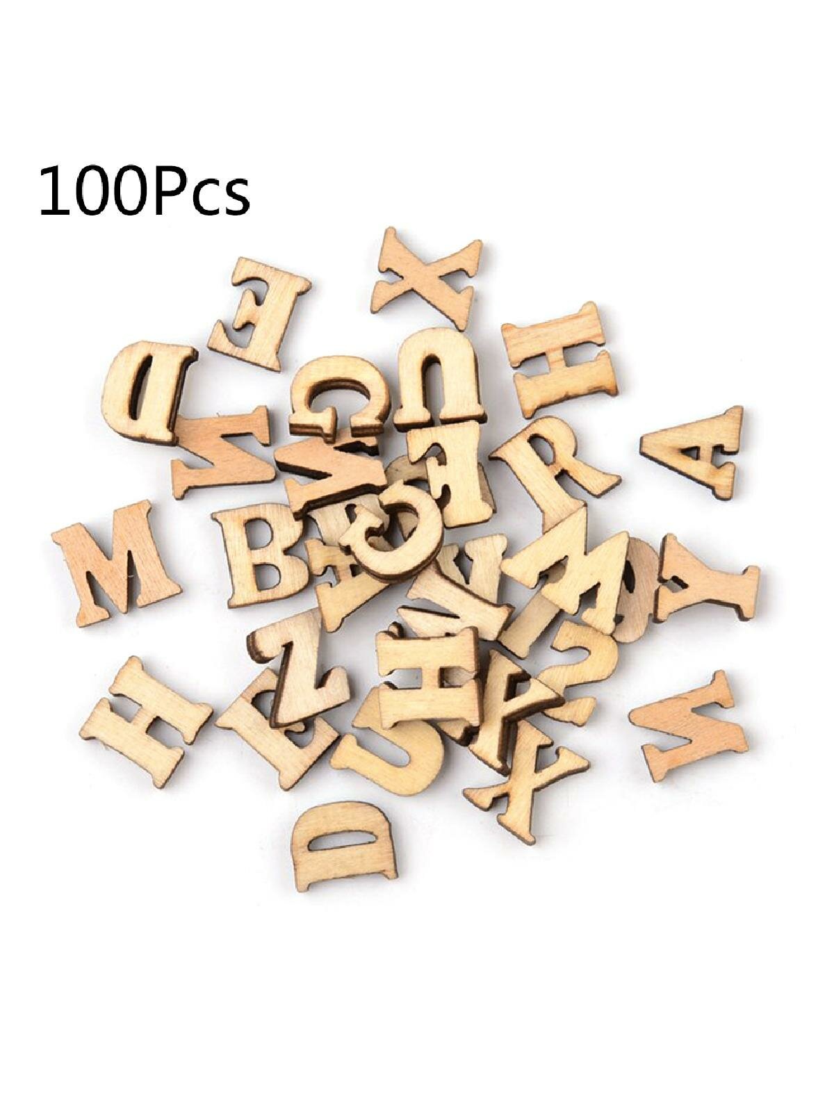 100шт Незаконченные Деревянные Заглавные Буквы Алфавита DIY Деревянные Вырезные Диски для Patc