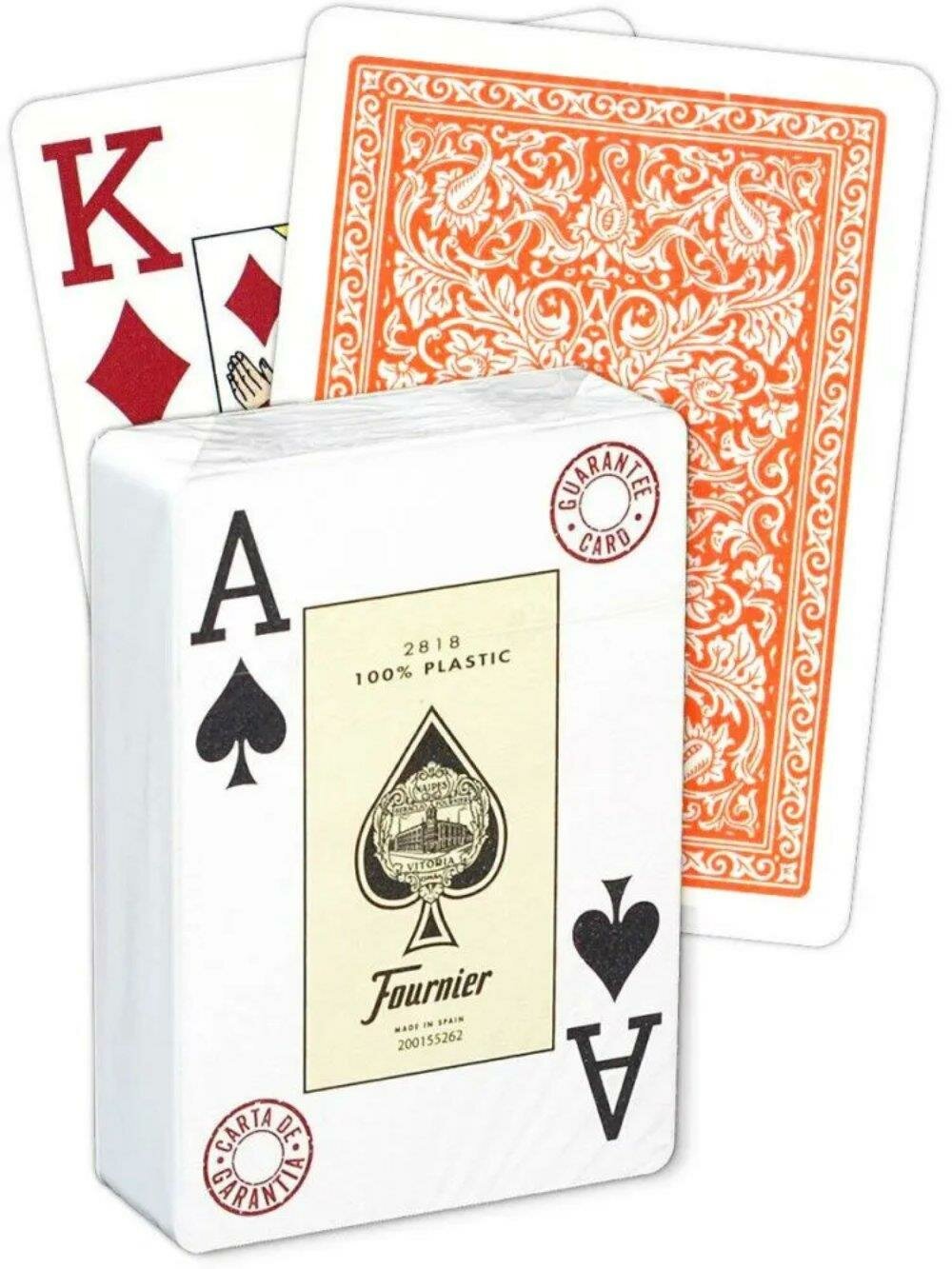 Карты игральные "Fournier 2818 orange" 100% пластик 62253 Fournier