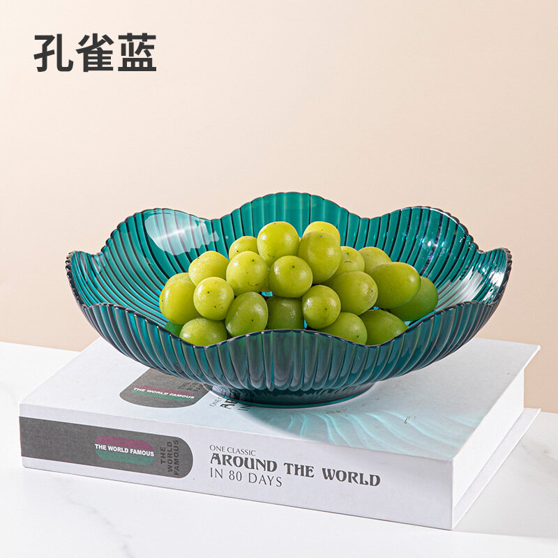 Прозрачная зеленая пластиковая тарелка для фруктов в гостиную, большая вместимость, тарелка для закусок и сухофруктов