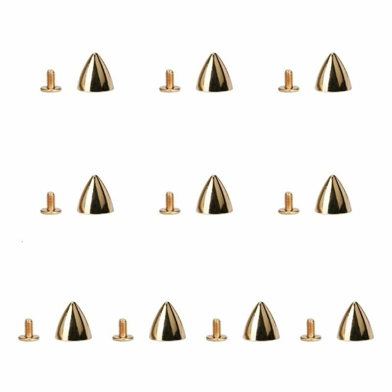 Шипы для винтовой фиксации, Светло - золотой - 6 заостренных конусов 12x1