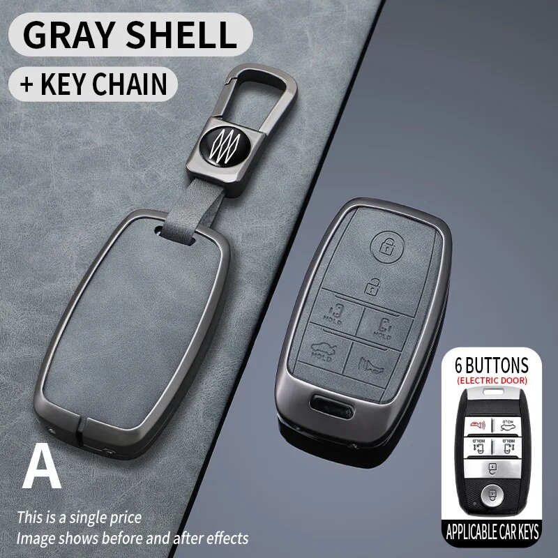 6-кнопочный автомобильный чехол для дистанционного ключа, брелок для Kia New Sedona Gray Square Set