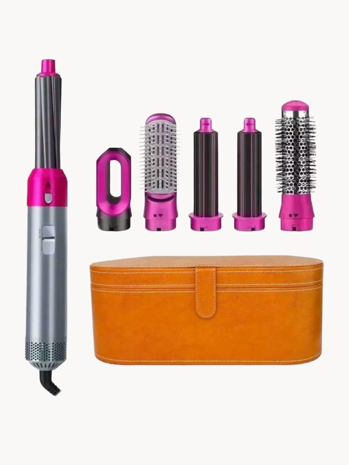 Стайлер для волос, мультистайлер 5в1 с коричневым кейсом, плойка, выпрямитель фен с насадками, фен для укладки для волос, фен стайлер