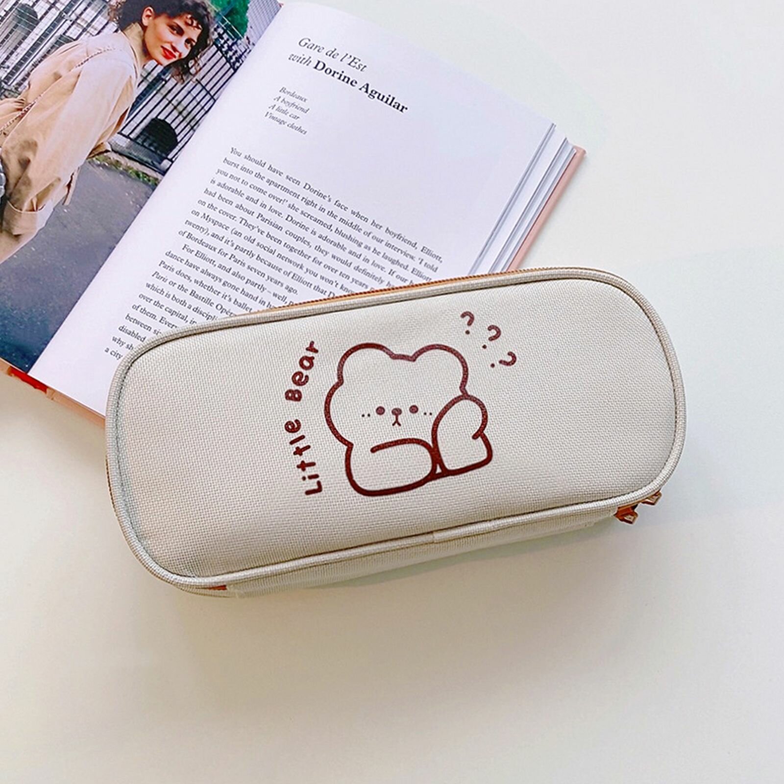 Холщовый пенал Bear Pencil Case-Мыслящий медведь