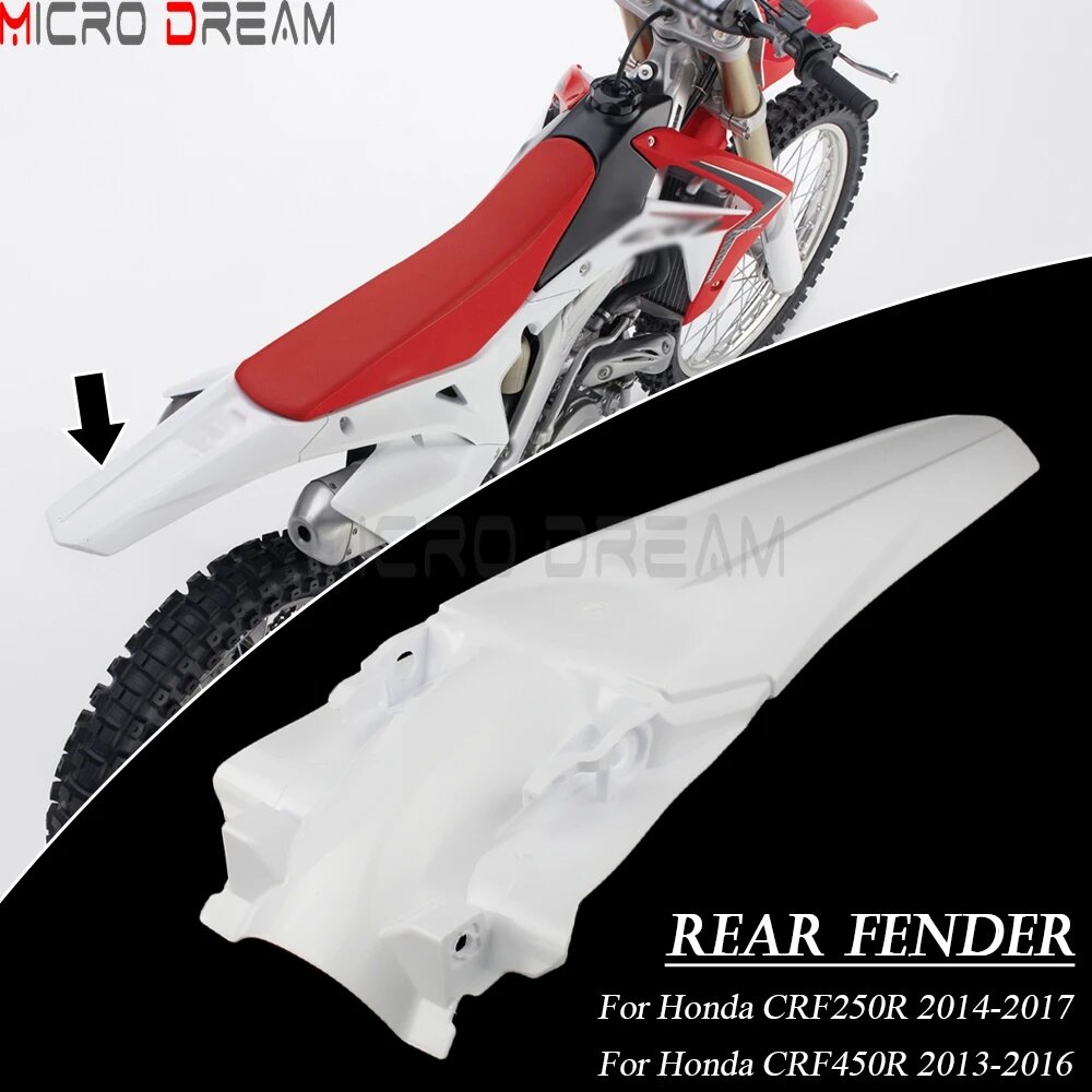 Для Honda CRF250R 2014-2017 CRF450R 2013-2016 Мотокросс Заднее крыло Байк Белый брызговик Хвост Пластиковый брызговик Комплект крыльев