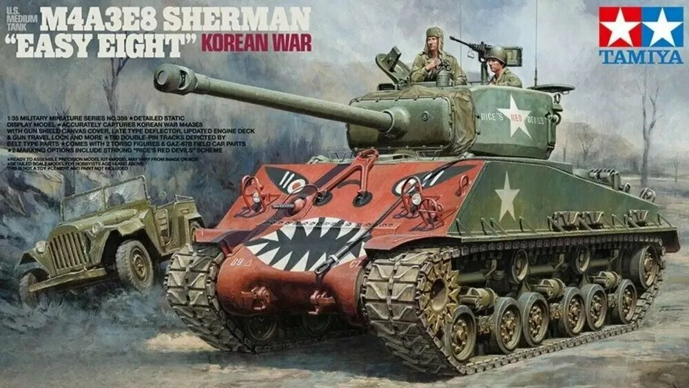 Tamiya 35359 1/35 Корейская война Армия США M4A3E8 Sherman "Easy Eight" сборная модель танка