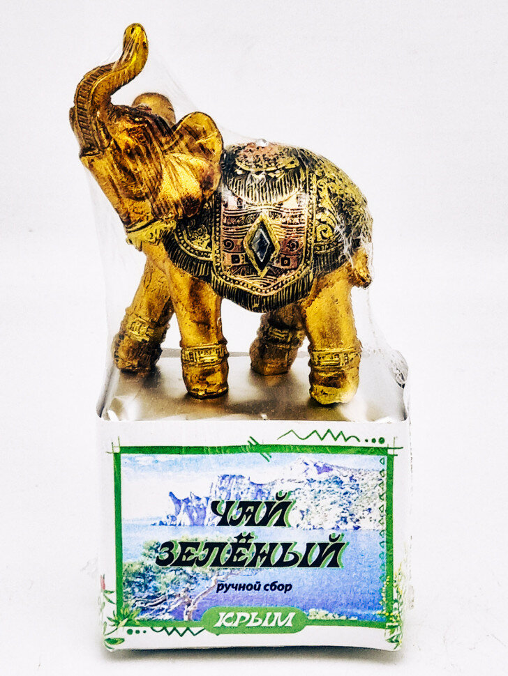 Чай зеленый ручной сбор 35гр с сувениром слон Крым