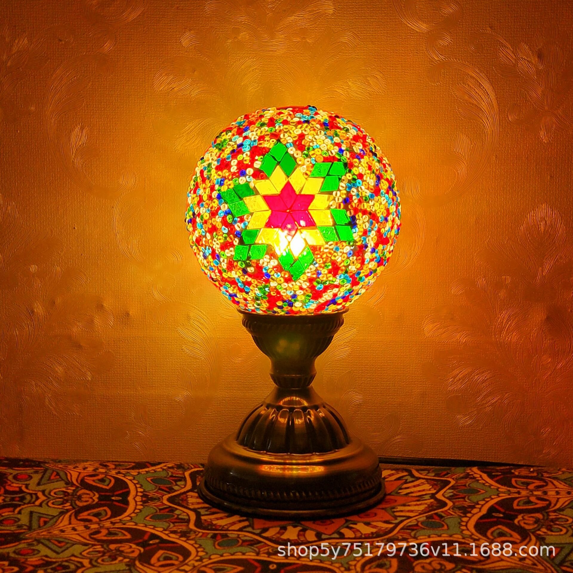 Марокканский экзотический мозаичный прикроватный этнический кафе интернет-знаменитость декор турецкий круглый шарик маленькая ночная лампа настольная лампа