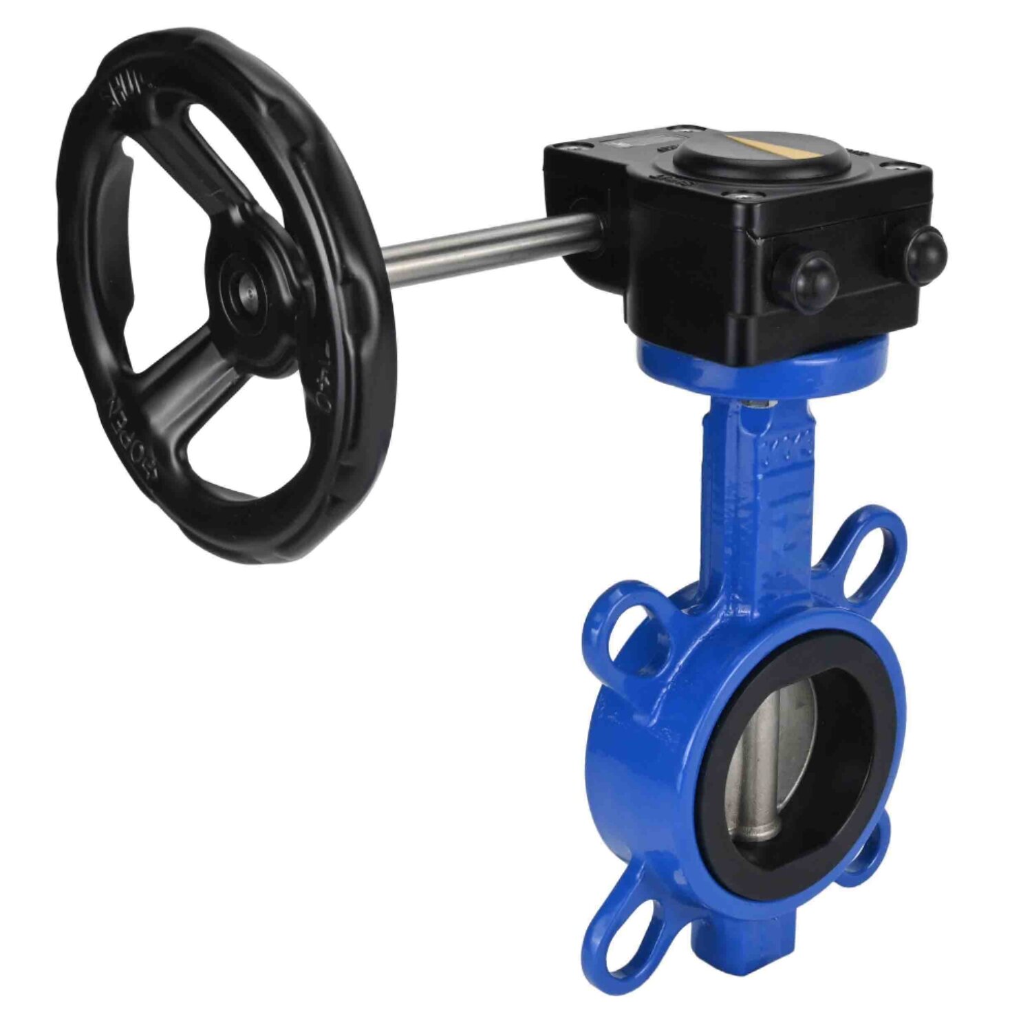 Затвор дисковый поворотный DN.ru GGG50-316L-EPDM Ду40 Ру16 межфланцевый, корпус - чугун GGG50, диск - нержавеющая сталь 316L, уплотнение - EPDM, с редуктором HAM-1