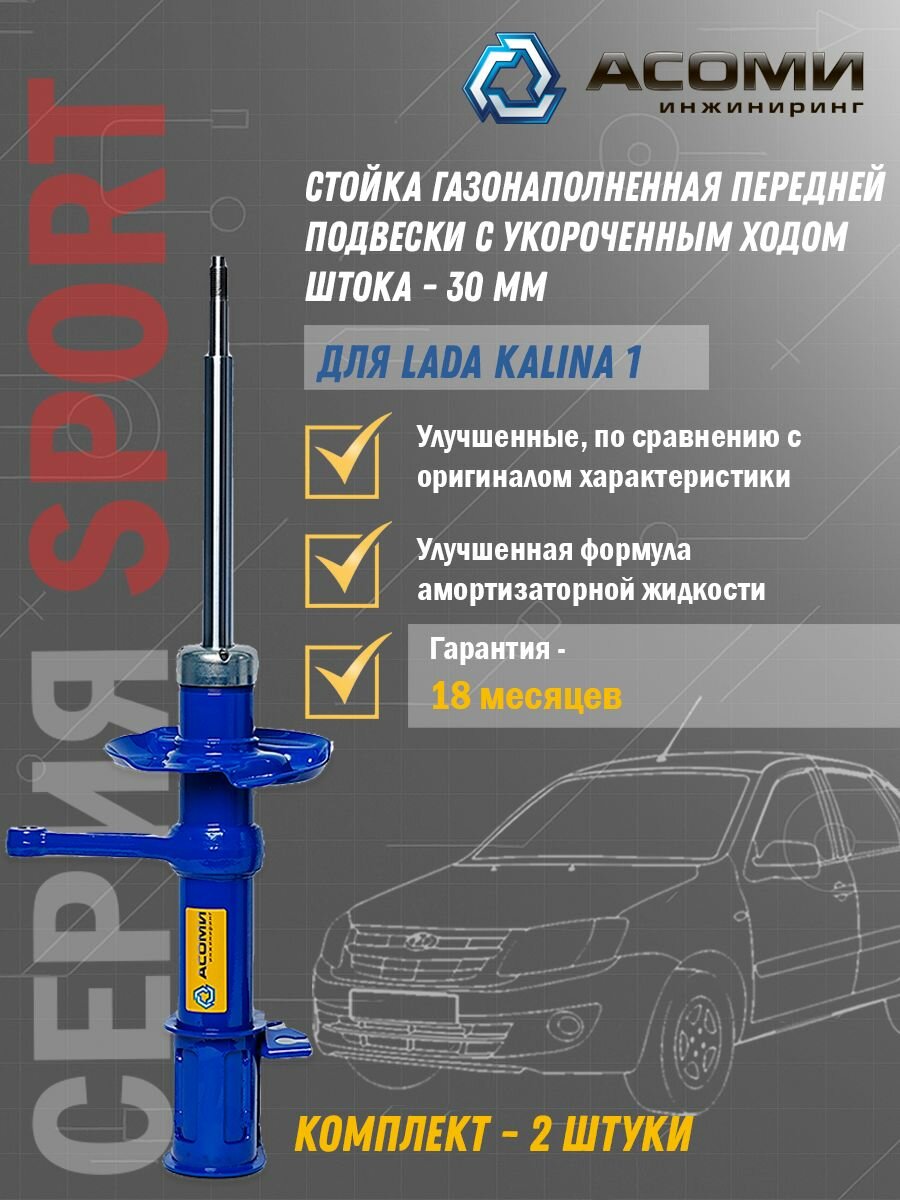 Комплект передних стоек, с занижением -30, серия спорт ВАЗ/ лада Калина 11118; 1119; 1117; 11196