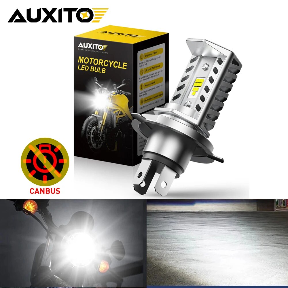 1 шт. безвентиляторная фара H4 LED Canbus Moto дальнего ближнего света 12 В для BMW Yamaha Suzuki Honda Harley мотоциклетная фара белая 6500K