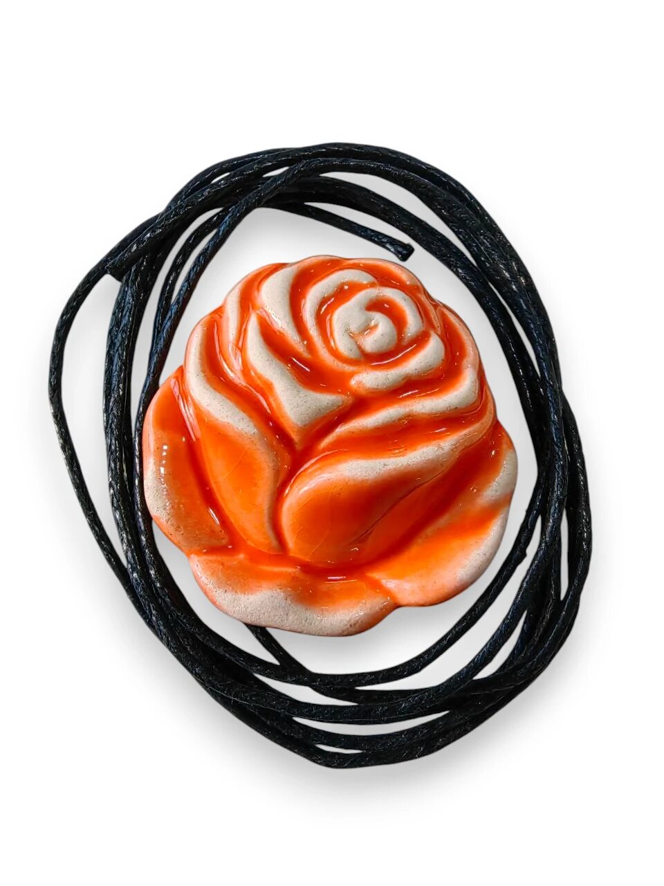 Аромакулон роза керамический со шнурком, оранжевый, 1 шт.