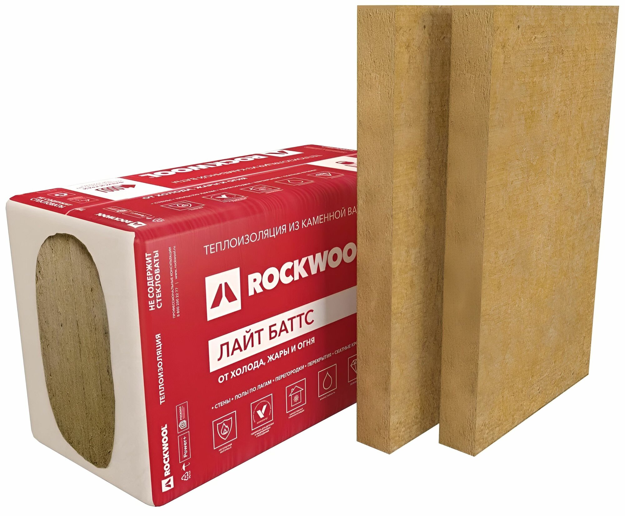 Роквул Лайт Баттс Скандик 800х600х100, каменная вата утеплитель/1 уп/ Утеплитель Rockwool