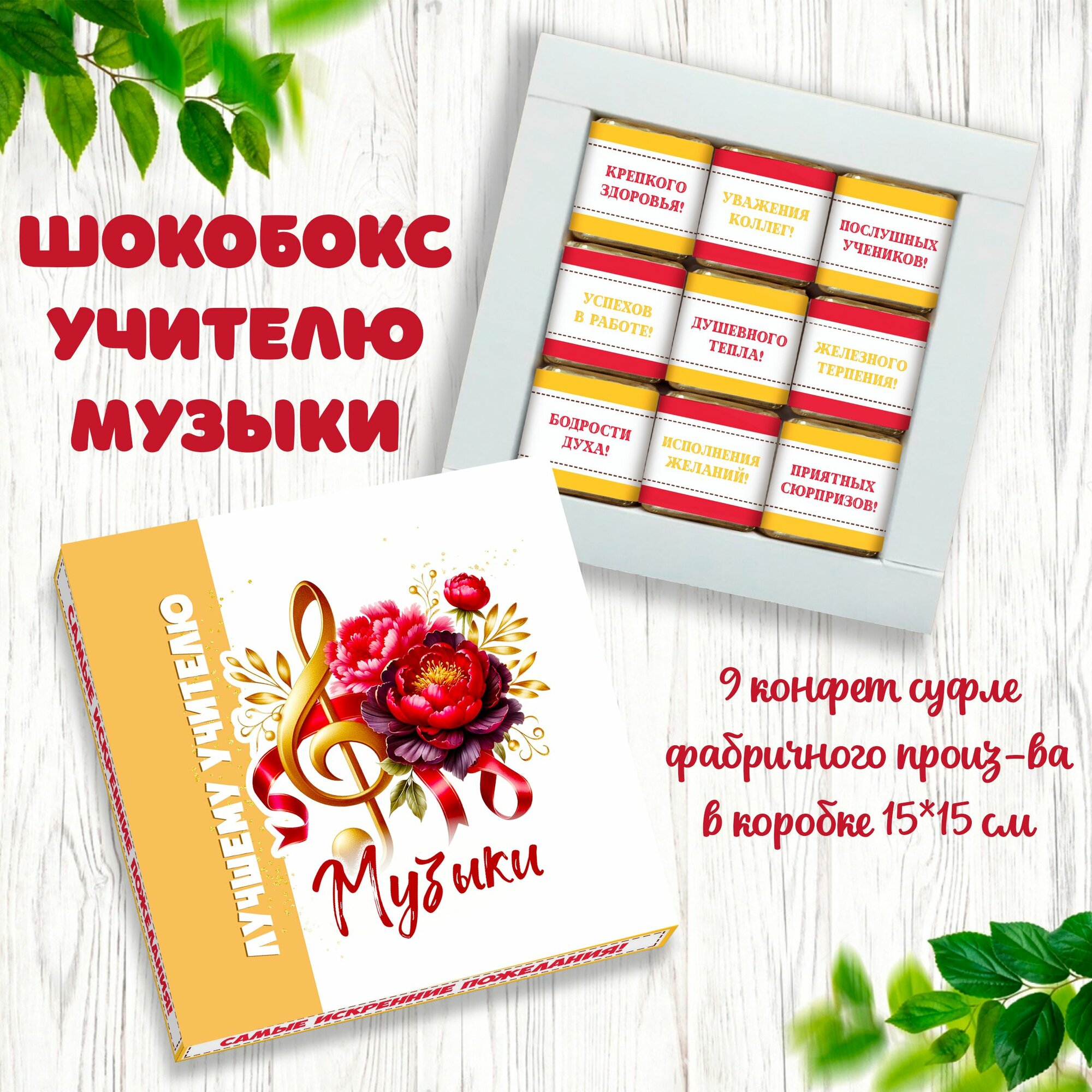 Шокобокс учителю музыки. подарочный набор конфет для учителя музыки. 9 конфет. 1 коробка