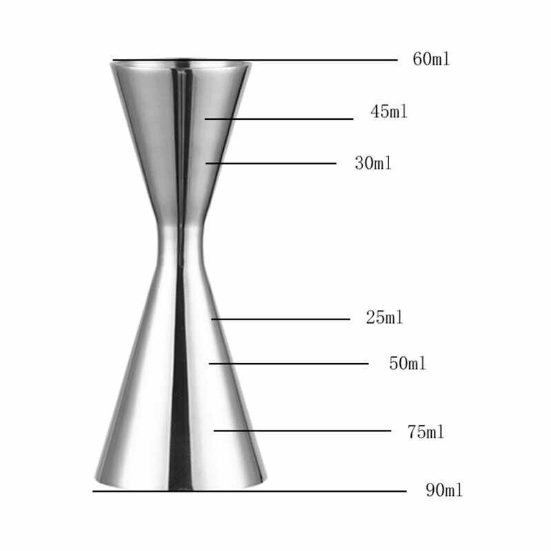 Джиггер барный 90/60 мл с меткой полированный, нерж. сталь, джиггер для коктейлей, мерник для коктейлей