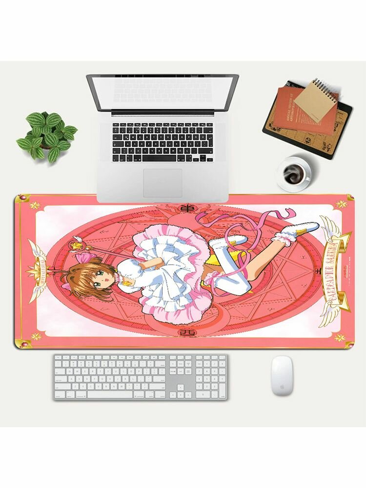 Card Captor Компьютерная клавиатура и коврик для мыши, мультяшная волшебная карточка Sakura game, размер 40x90xxl
