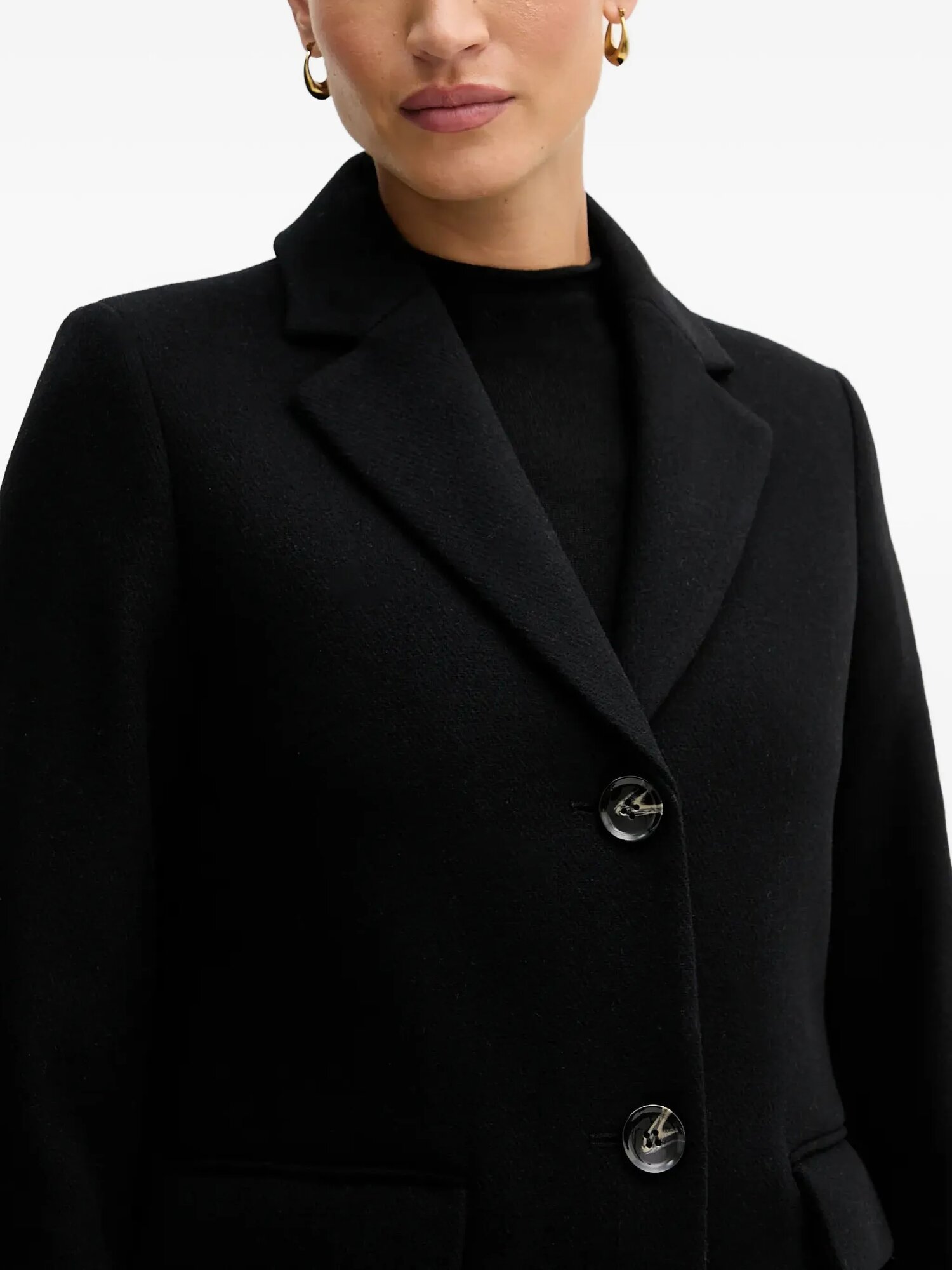 Пальто Sisley Buttoned pocketed single-breasted coat, размер 44, black / black — фото 1
