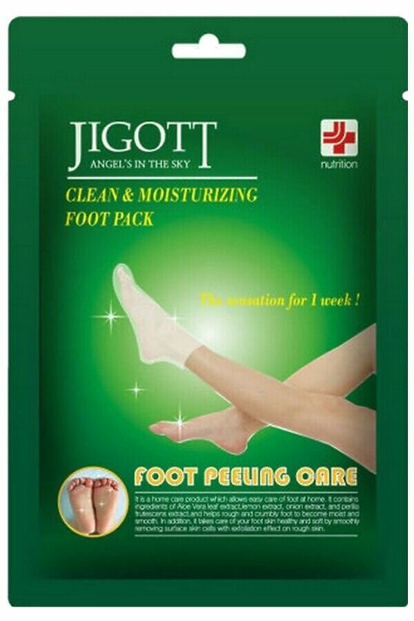 Jigott CLEAN & MOISTURIZING FOOT PACK Маска-носки с эффектом пилинга для ног , 1 пара