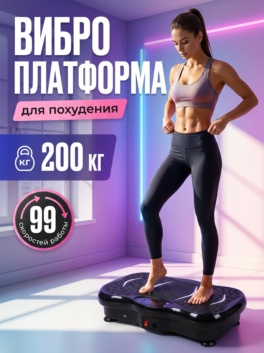 Виброплатформа для похудения тренажер до 200 кг С блютуз，регулировка амплитуды, 49 программ