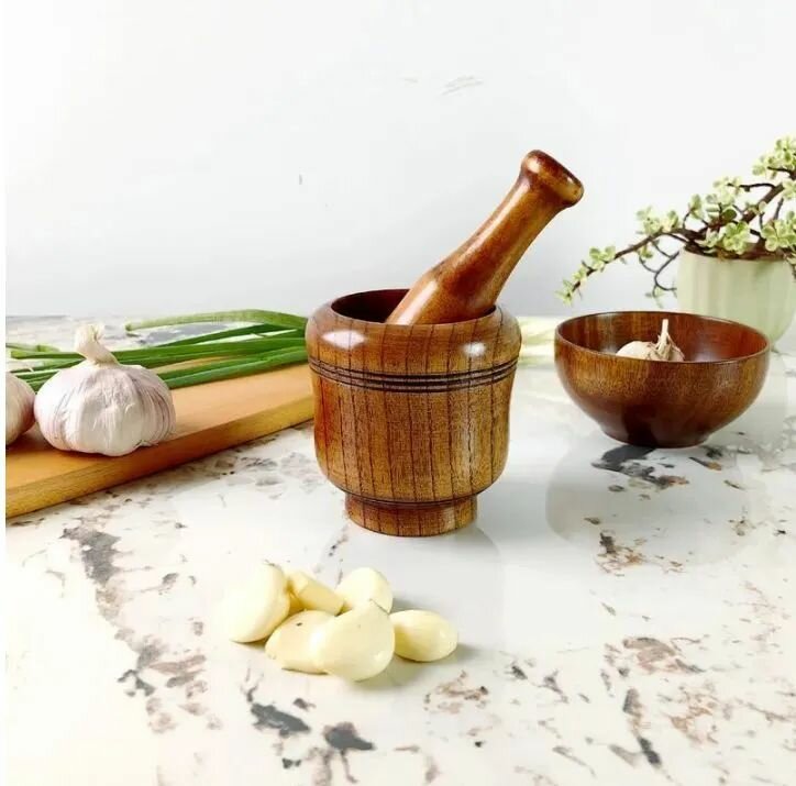 Ступка с пестиком, Массив дерева, 15 см