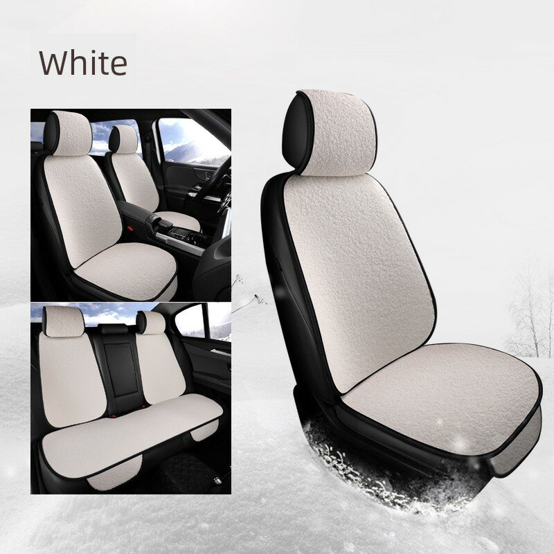 Белый чехол для сиденья автомобиля, набор из семи элементов, зимний флис, тепло, противоскользящий