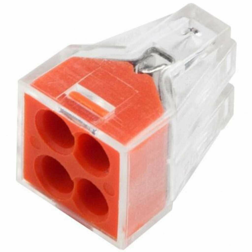 Клемма строительно-монтажная СМК 4-проводная 0.75-2.5 мм² General Lighting Systems 800488 прозрачная для электромонтажа