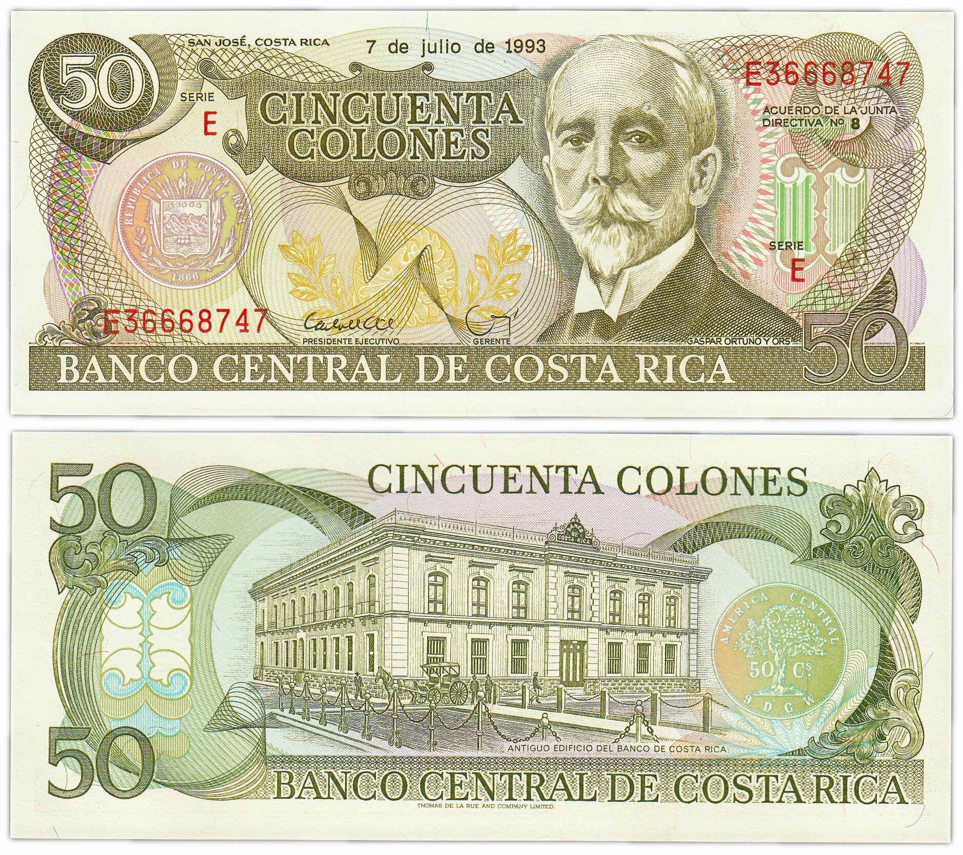 Коста-Рика 50 колон 07 07 1993 Pick 257