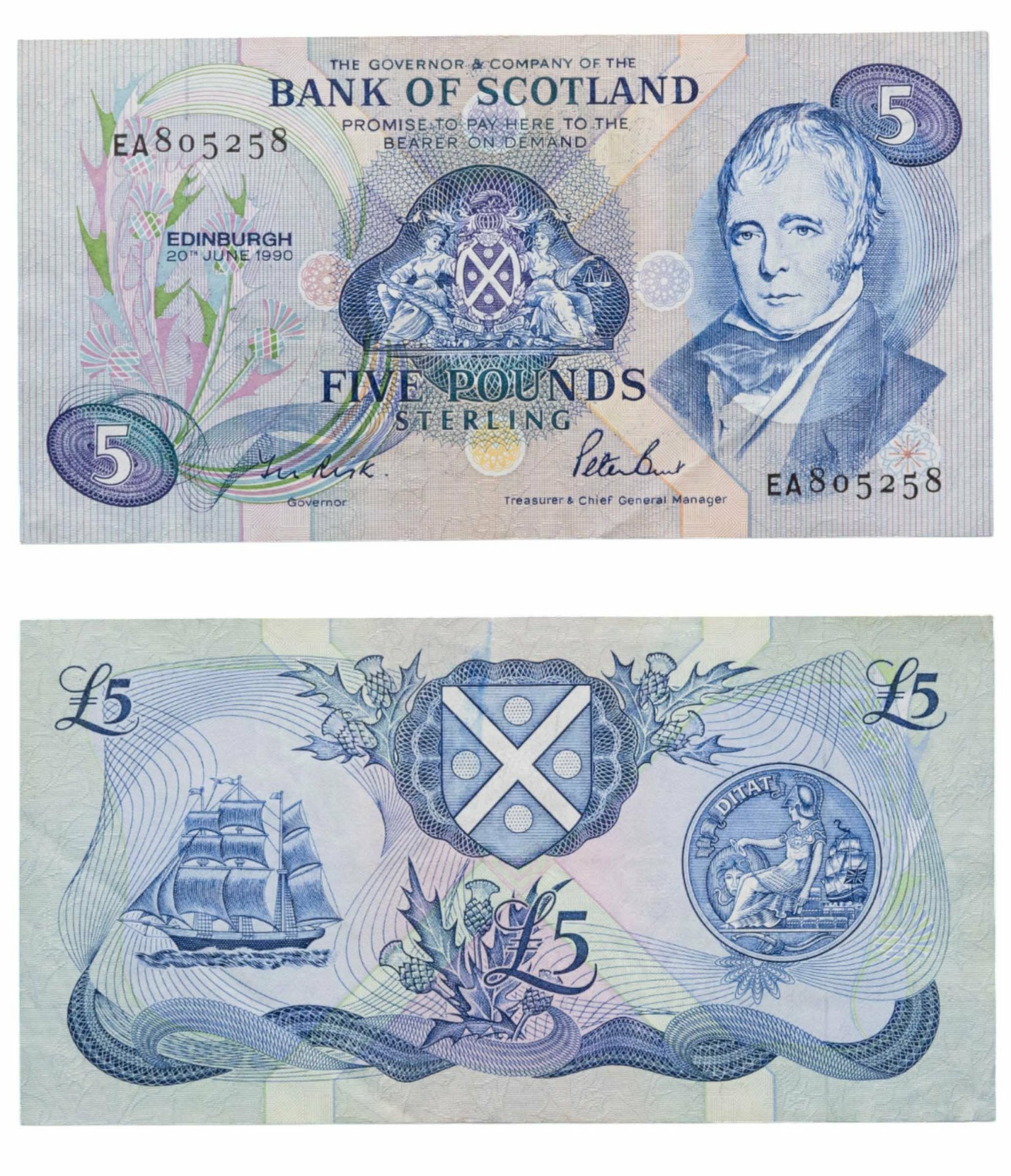 Шотландия 5 фунтов 1990 Pick 116а Bank of Scotland