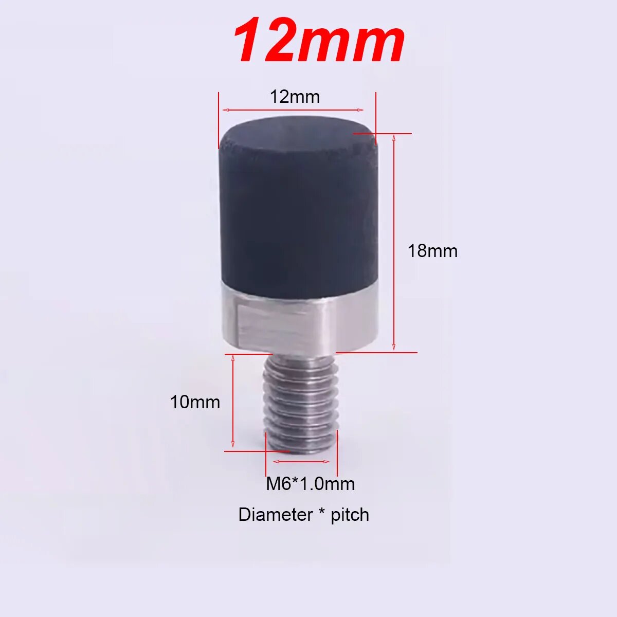 Стопорный болт с резиновой шайбой 12 мм, M6*1.0 мм, 2pcs C-USLM12