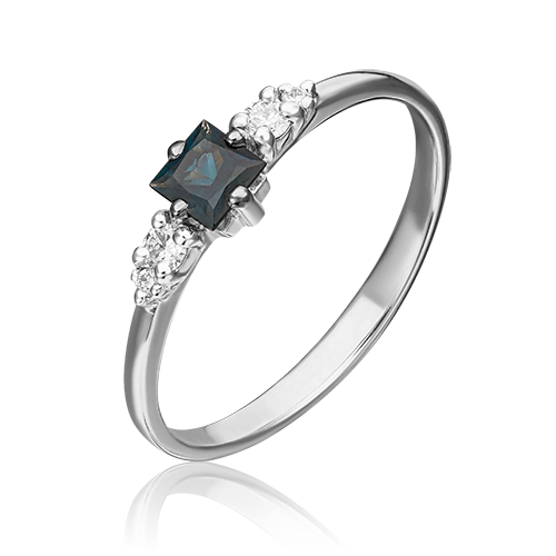 Кольцо, белое золото, 585 проба, бриллиант, сапфир