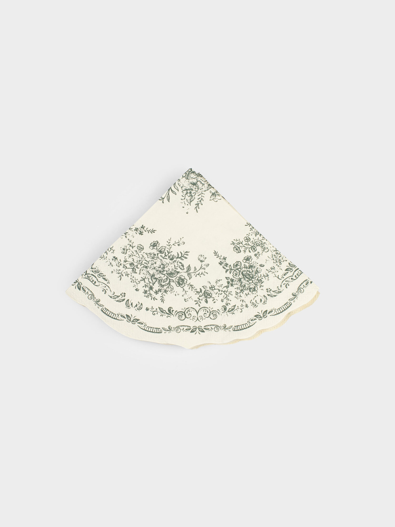 Салфетки бумажные, 33 см, 20 шт, круглые, белые, Зеленые цветы, Green lace, Kuchenland