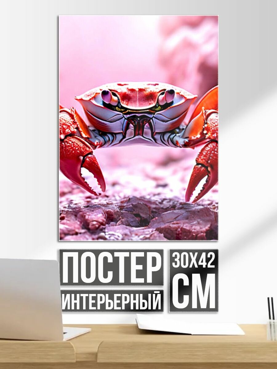 Постер на стену Краб на розовом