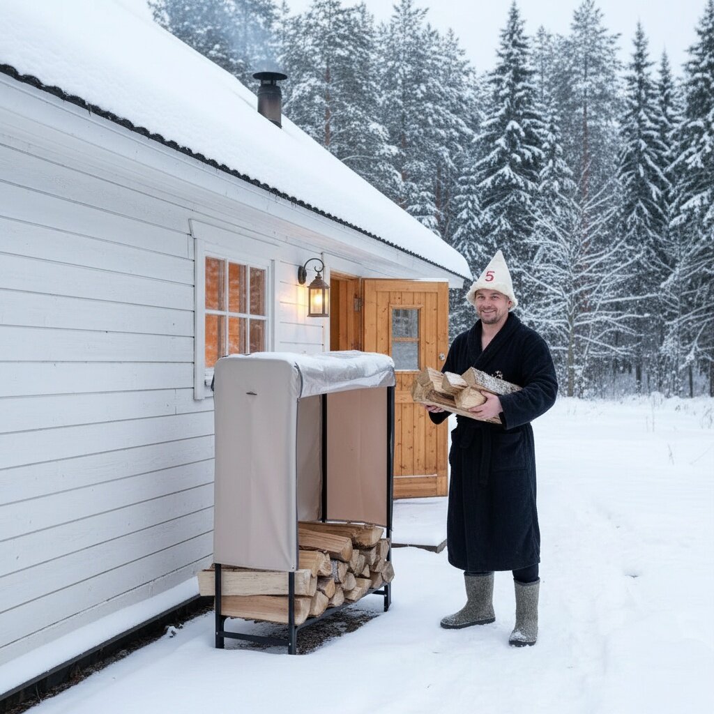 Дровница для камина, бани и улицы, металлическая, подставка для дров с чехлом Pikate