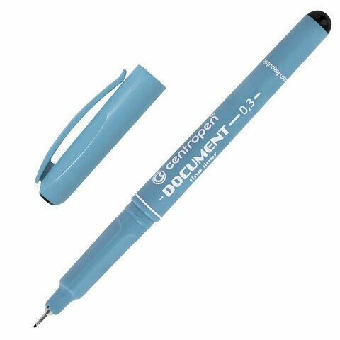 10 шт. Ручка капиллярная (линер) черная CENTROPEN "Document", трехгранная, линия письма 0,3 мм, 2631/0,3, 2 2631 0102