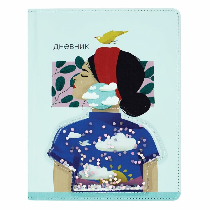 2 шт. Дневник 1-11 кл. 48л. (твердый) Greenwich Line "Mood", иск. кожа, УФ-печать, нашивка с блестками, тон. блок, ляссе