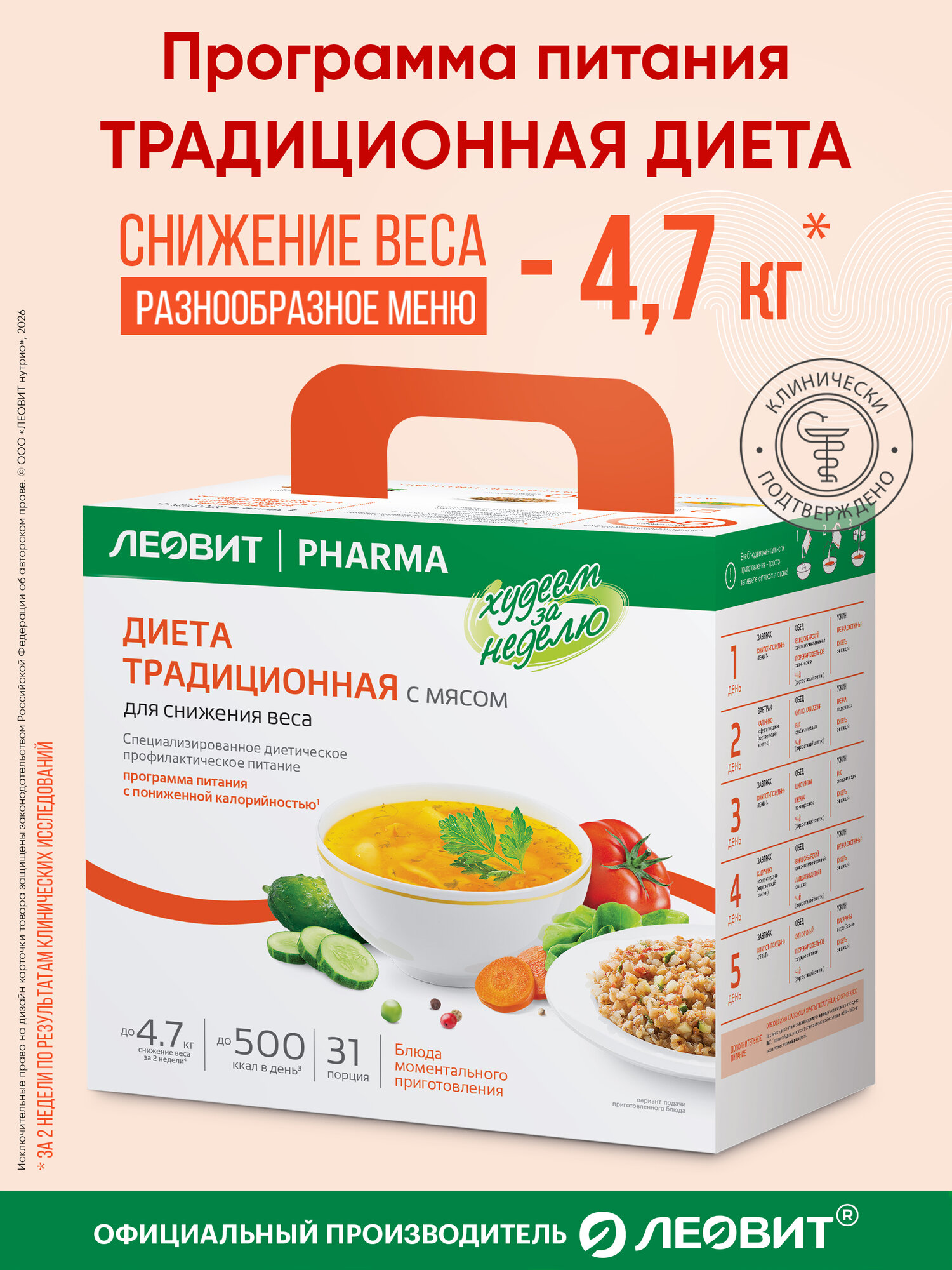 Традиционная диета с мясом 31 блюдо для снижения веса кейс Худеем за неделю Леовит программа питания для похудения