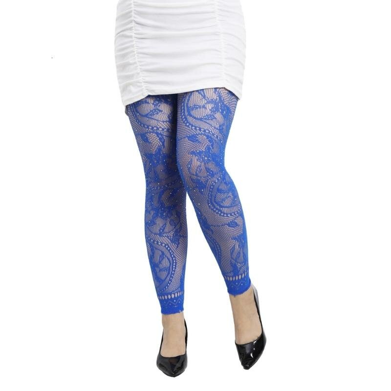 Женские цветочные сетчатые колготки с камнями, Синий