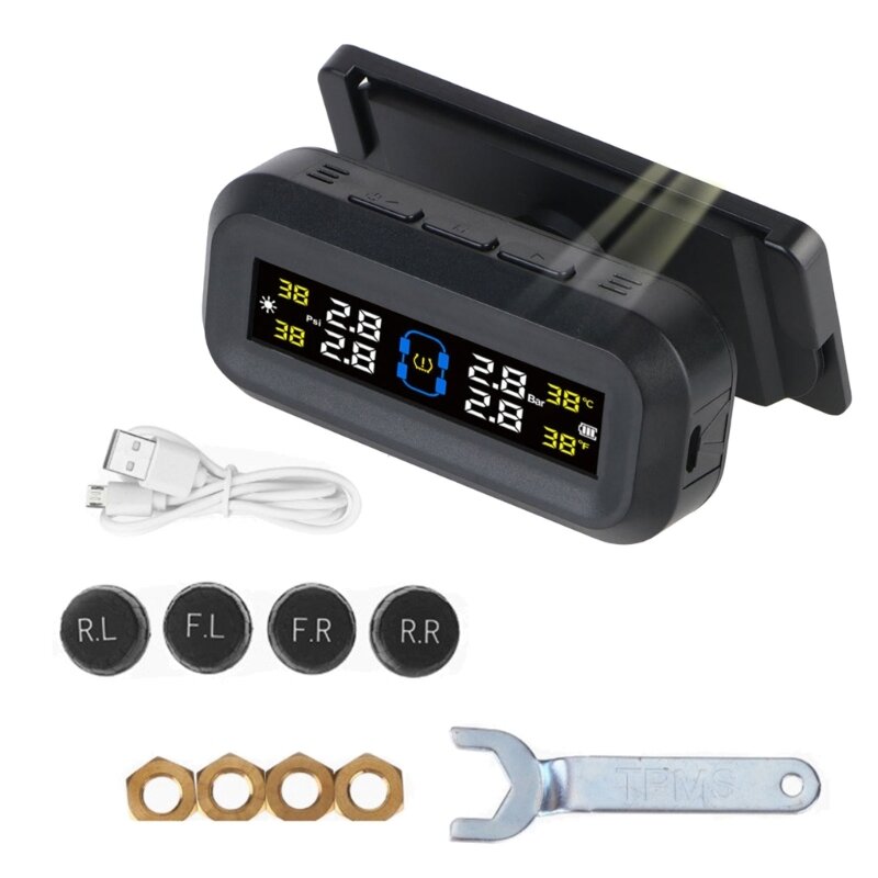 Солнечная автомобильная шина TPMS монитор давления в шинах цветной экран внешний английская версия